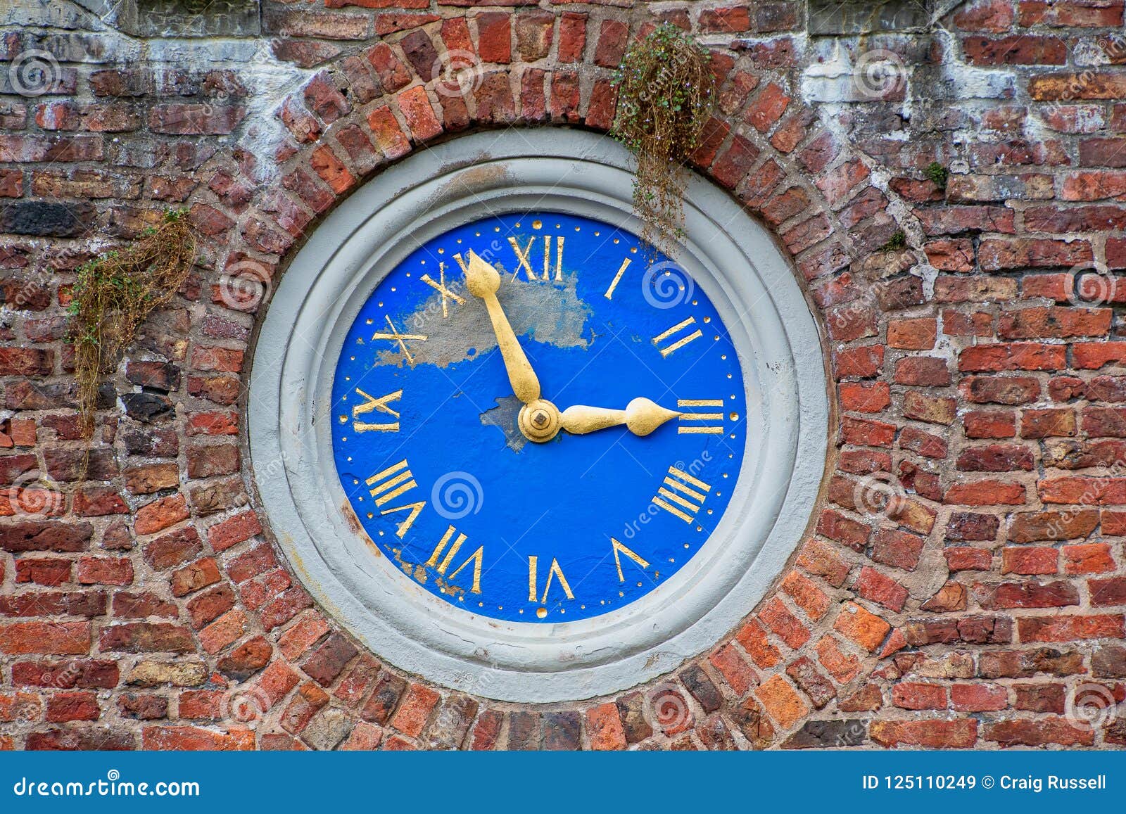 Old Outside Built in Wall Clock Stock Image - Image of time ...