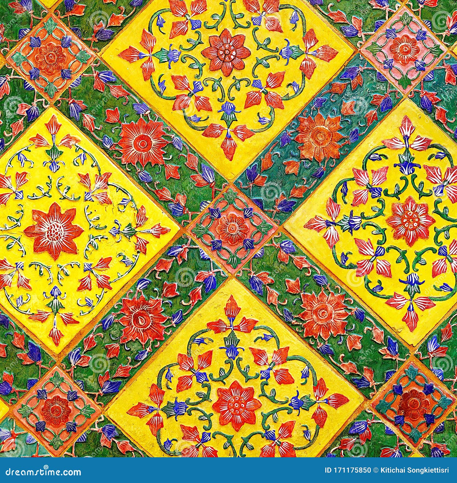 Old Over 151 Year Wall Ceramic Tiles Patterns Handcraft from Thailand ...