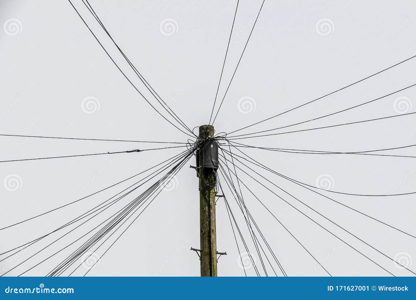 Old Overhead Power Line with a White Background Stock Image - Image of ...