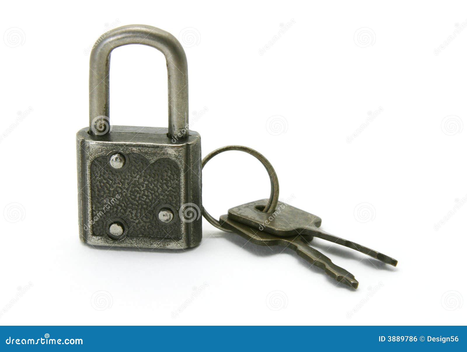 Lock And Keys. Closeup Of A Old Opened Brass Padlock With Key Inside ...
