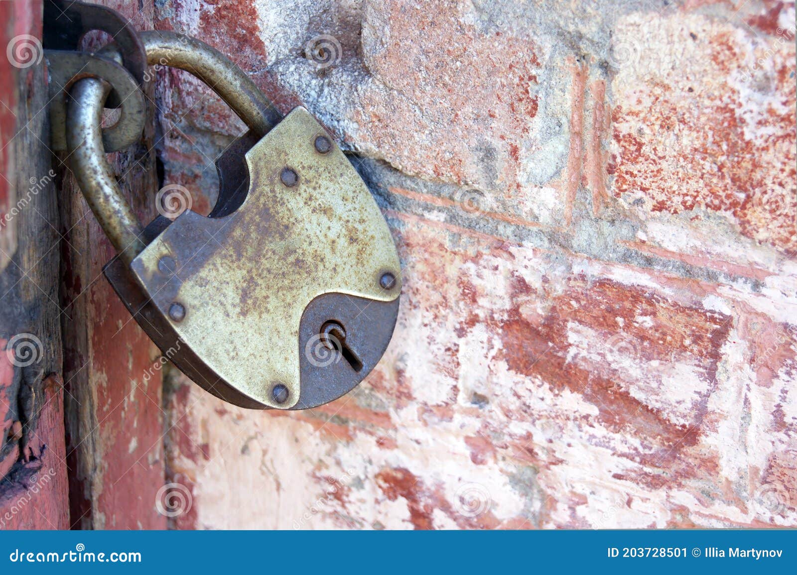 An Old Padlock on Closed Doors, a Rusty Lock on the Gate Stock Image ...