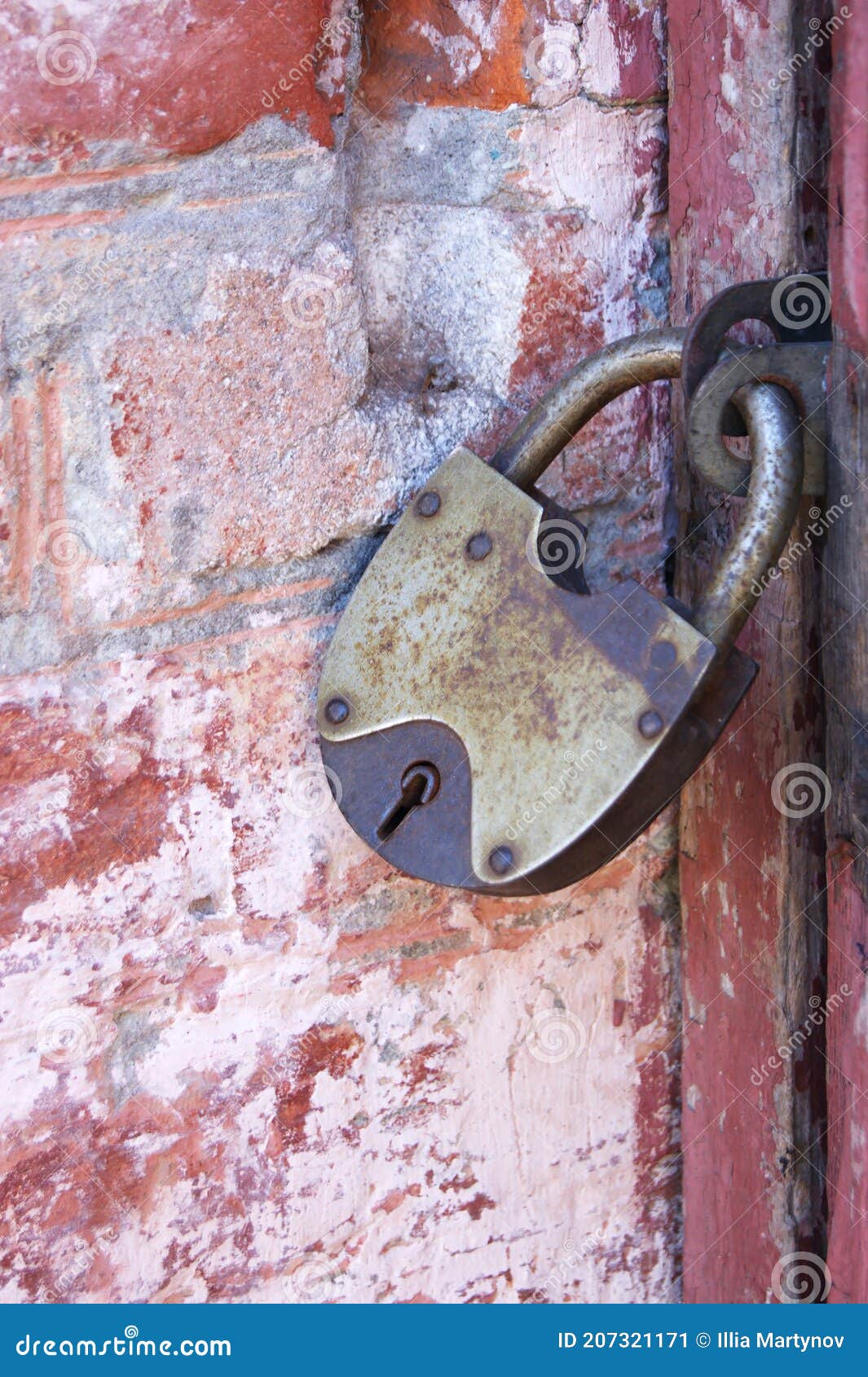 An Old Padlock on Closed Doors, a Rusty Lock on the Gate Stock Image ...