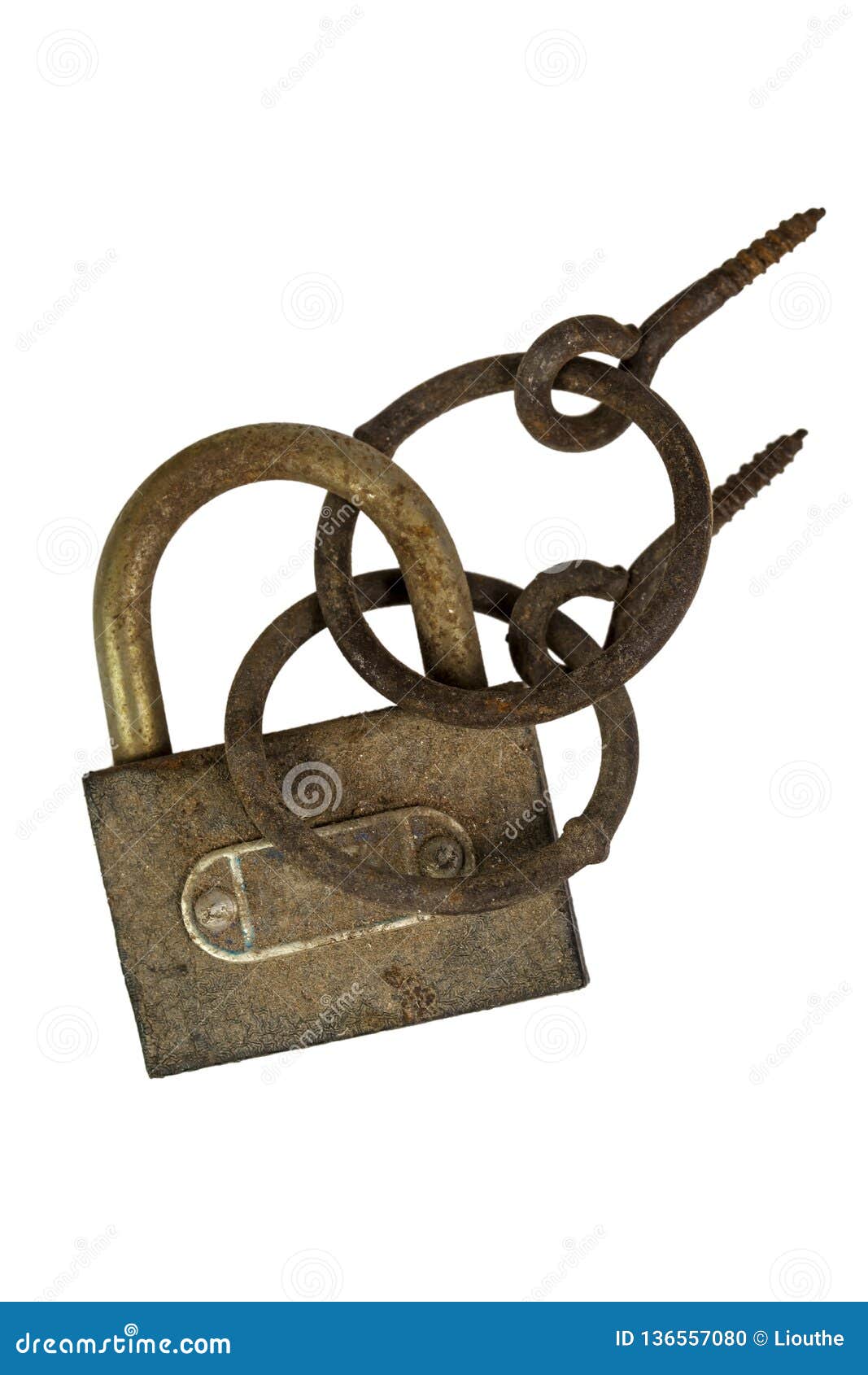 Old Weathered Grunge Rusty Locked Padlock with Rings Stock Photo ...