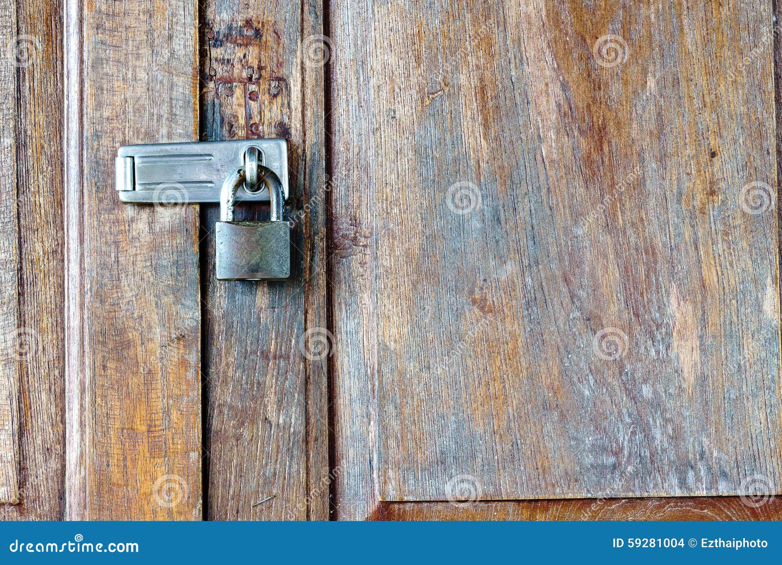 Old Padlock on a Wooden Door Stock Photo - Image of lock, keyhole: 59281004