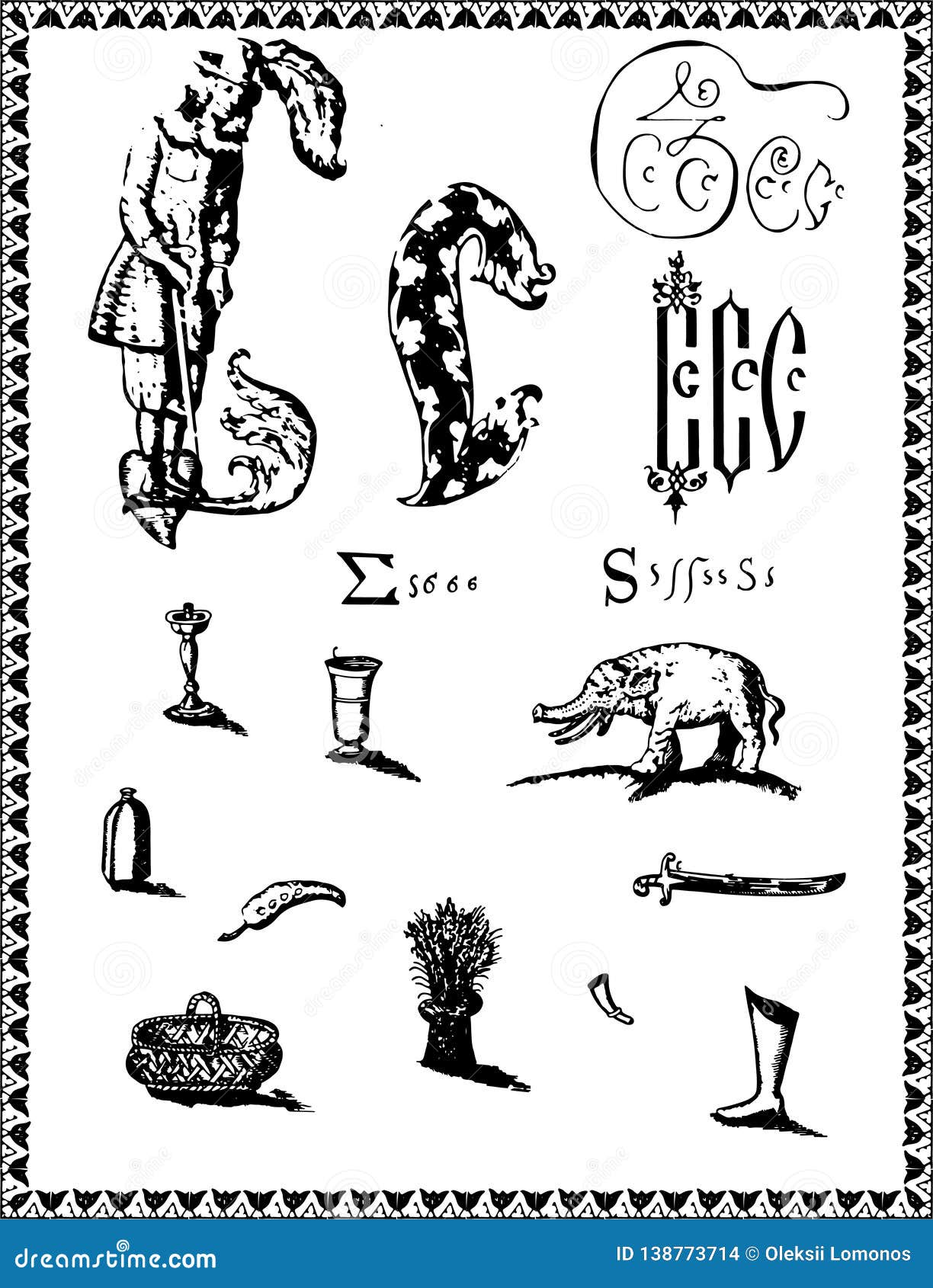 The Old Page of the Old Dictionary on Which the Letter C is Written and ...