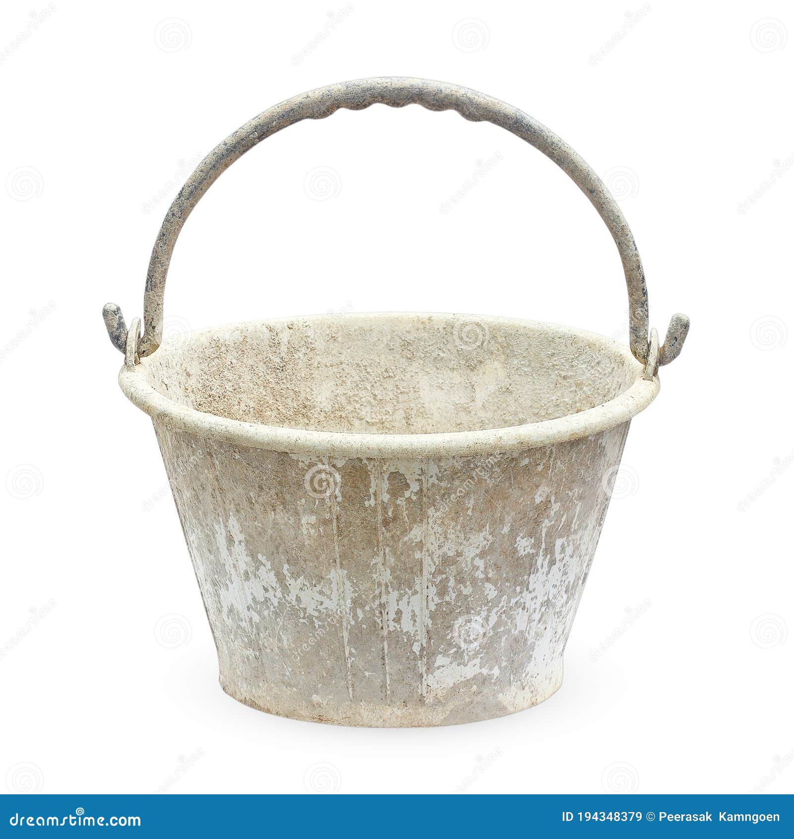 Old Pail for about Cement Work on White Background Stock Image - Image ...
