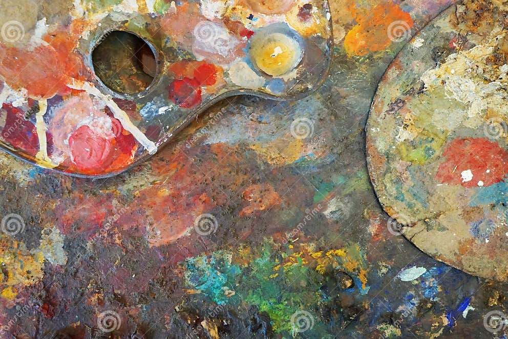 Old paint pallette stock image. Image of color, pallette - 129916267