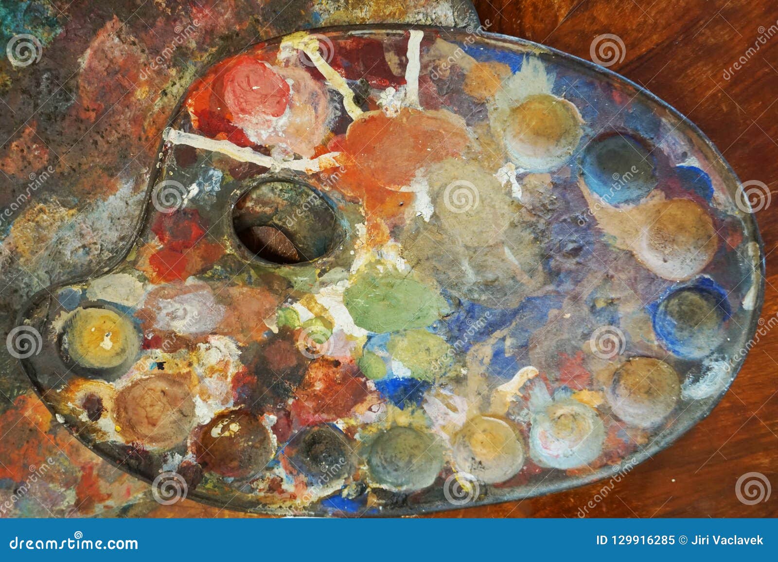 Old paint pallette stock image. Image of inspiration - 129916285