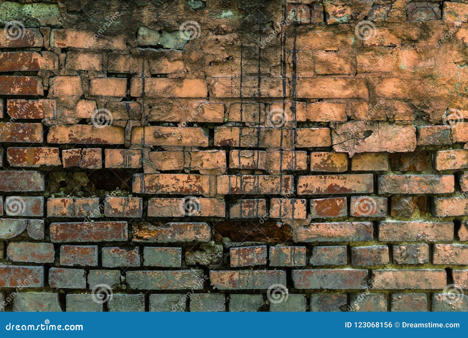 Old Painted Brick Wall with Black Paint Drips Stock Photo - Image of ...