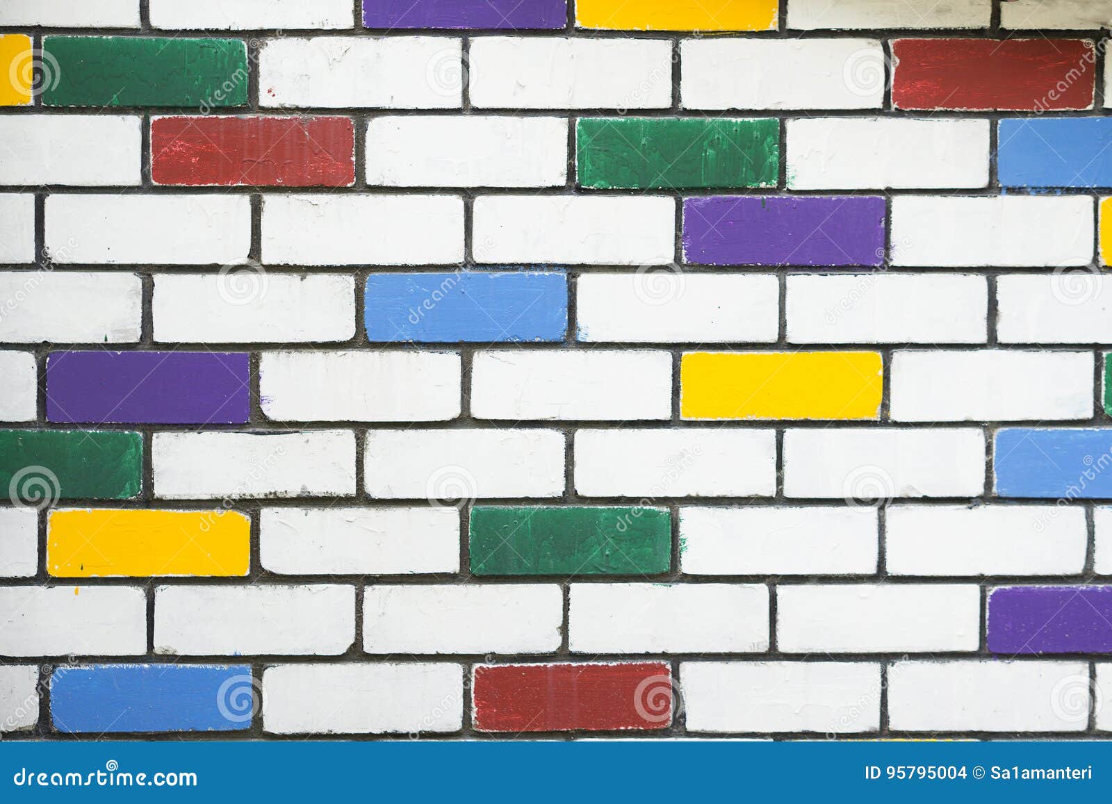 Old Painted Colored Brick Wall Background Stock Photo - Image of ...
