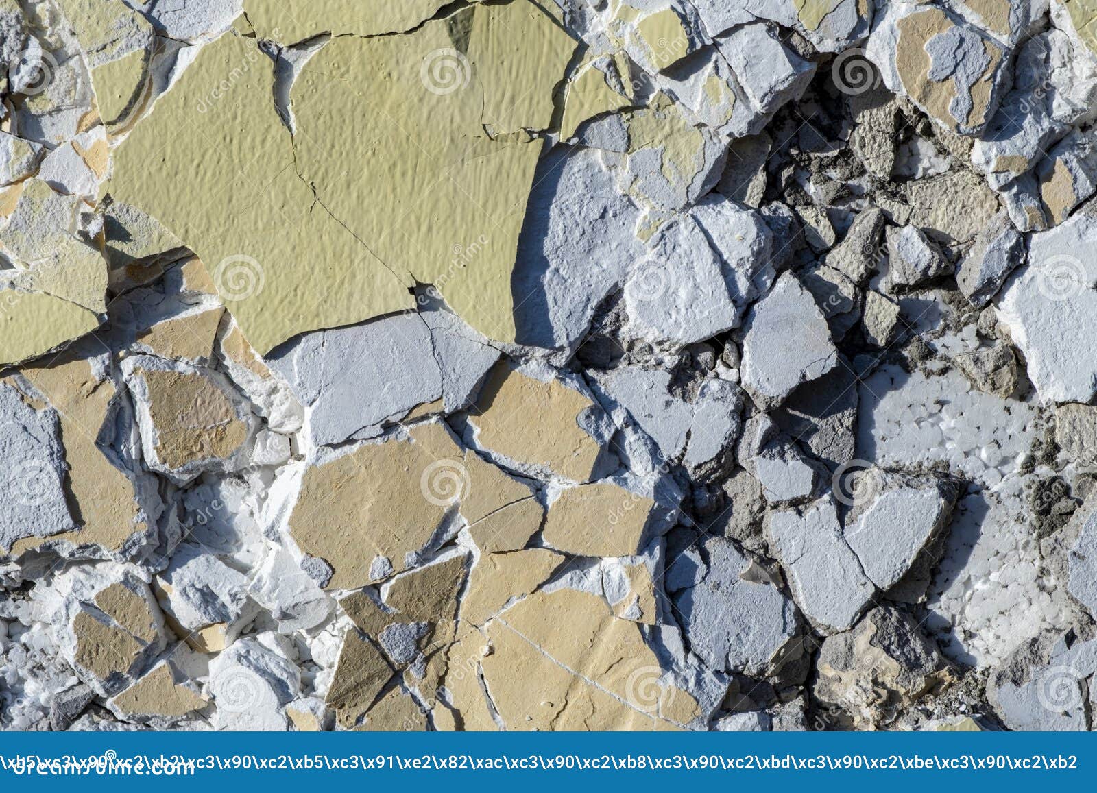 Old, Painted Concrete Crumbled into Small Pieces Stock Photo - Image of ...