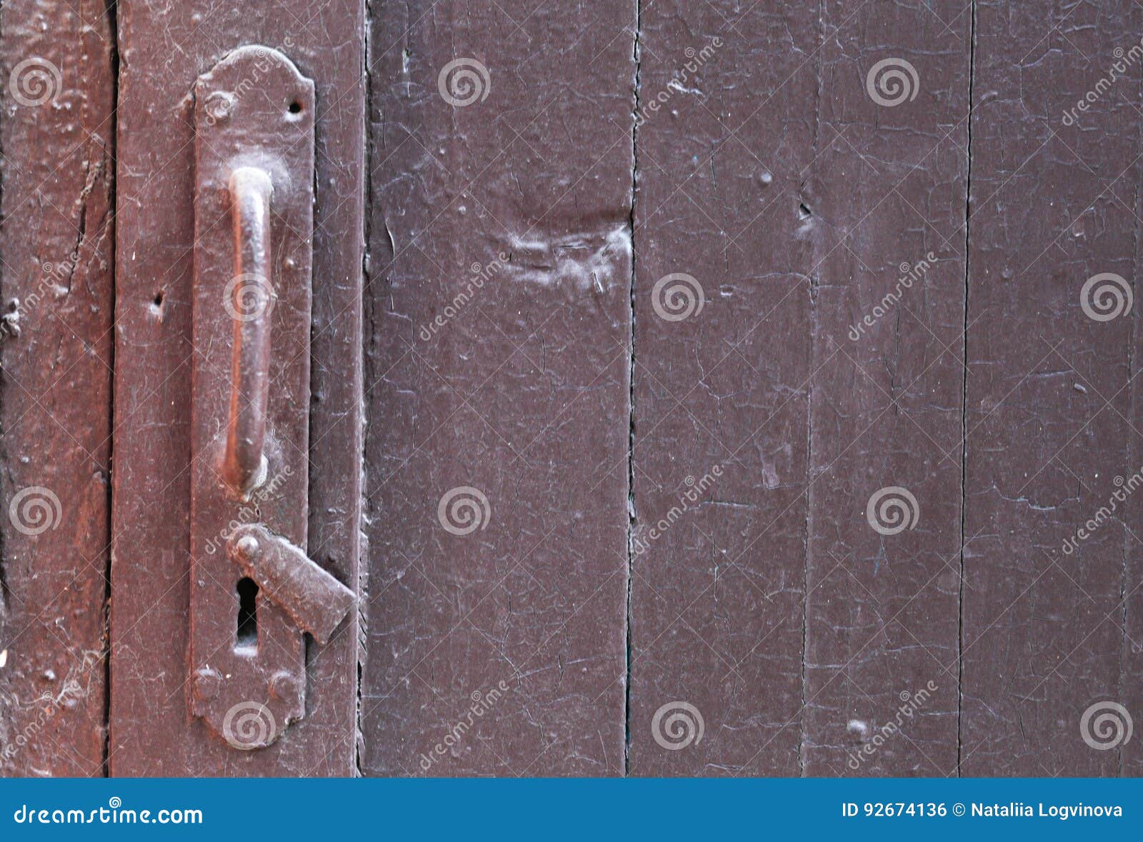 Old Painted Door Handle with Keyholder Stock Photo - Image of closed ...