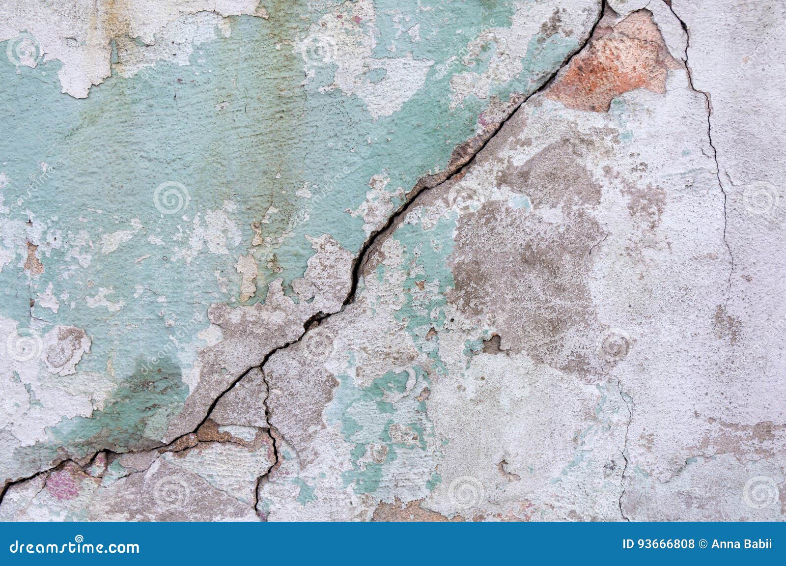 Old Painted Wall. Green and Pink Damage Surface. Peeling Paint ...