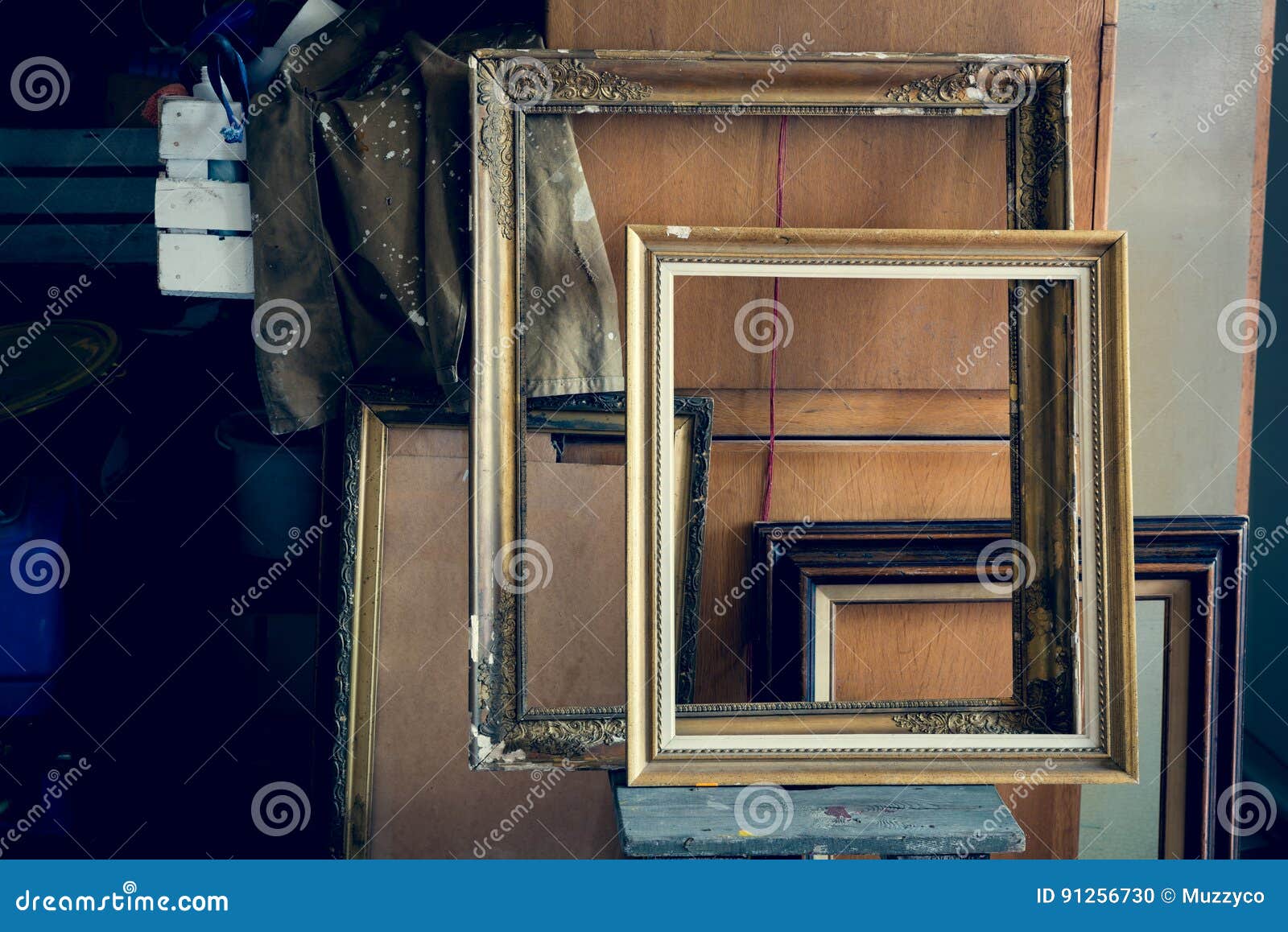 Old paintings frames stock photo. Image of edge, painter - 91256730