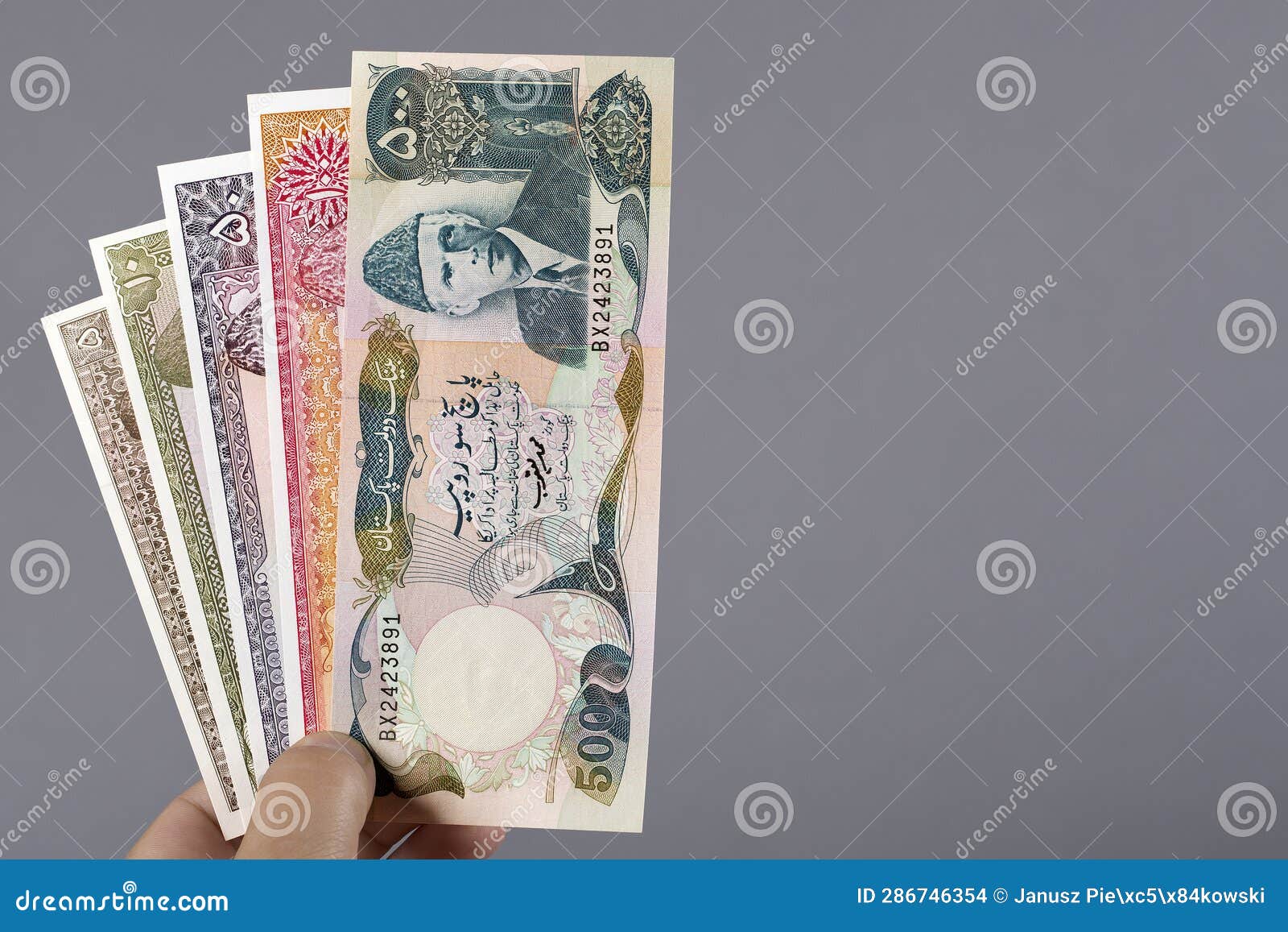Pakistani Money. Pakistani Rupee Banknotes. 50 PKR Rupees Bills Royalty ...