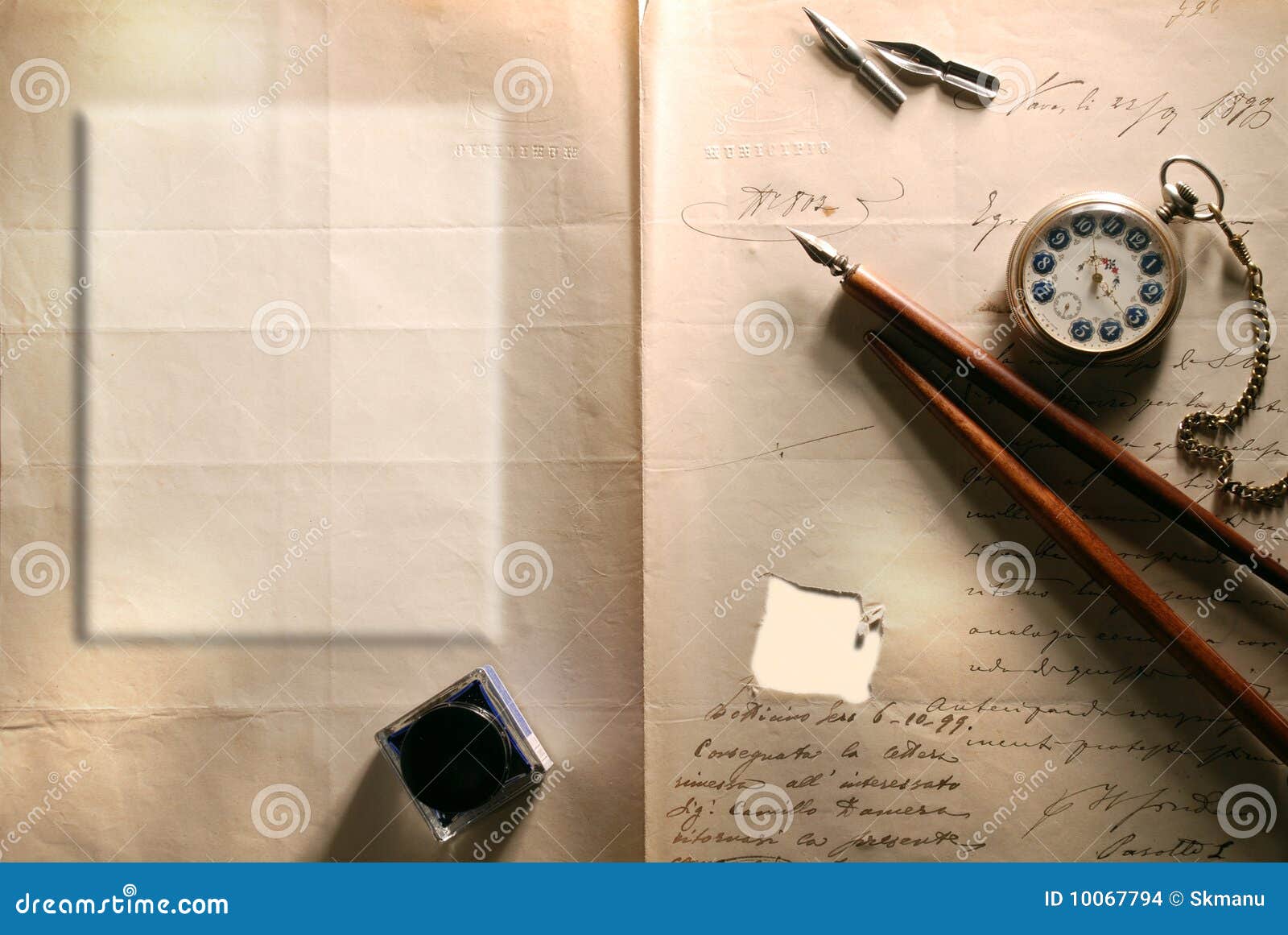 Old paper stock photo. Image of elements, watch, treasure - 10067794