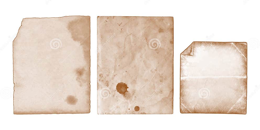 Antique Stained Paper Set, Vintage Old Paper Sheets Stock Vector ...