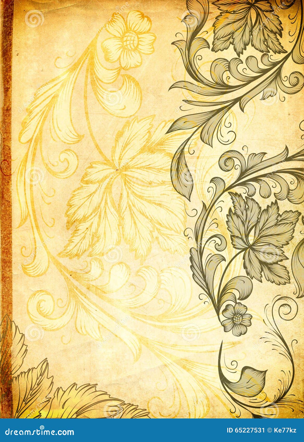 Old Paper Background with Floral Patterns. Stock Illustration ...