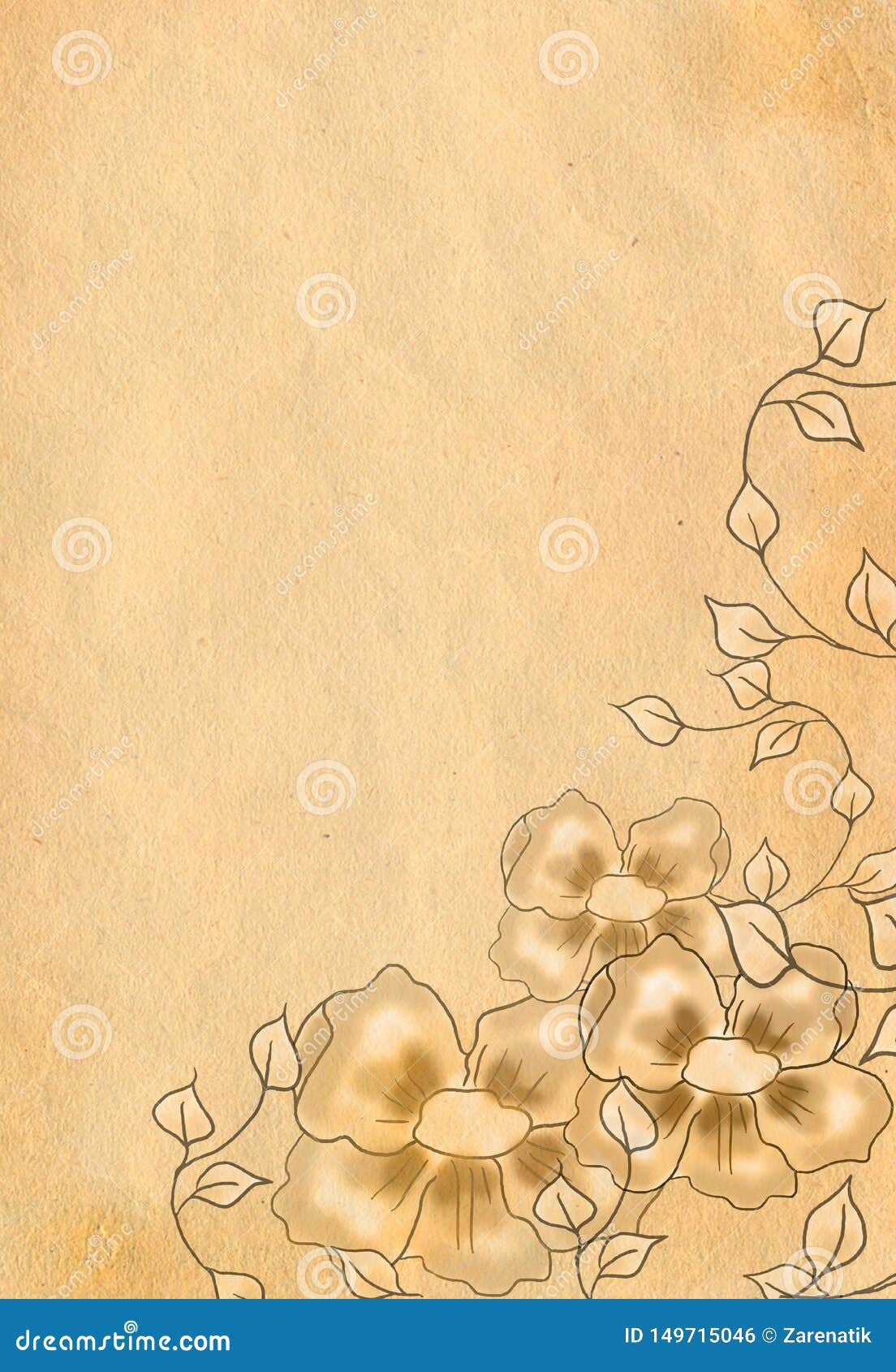 Old Paper Background with Flower Stock Illustration - Illustration of ...
