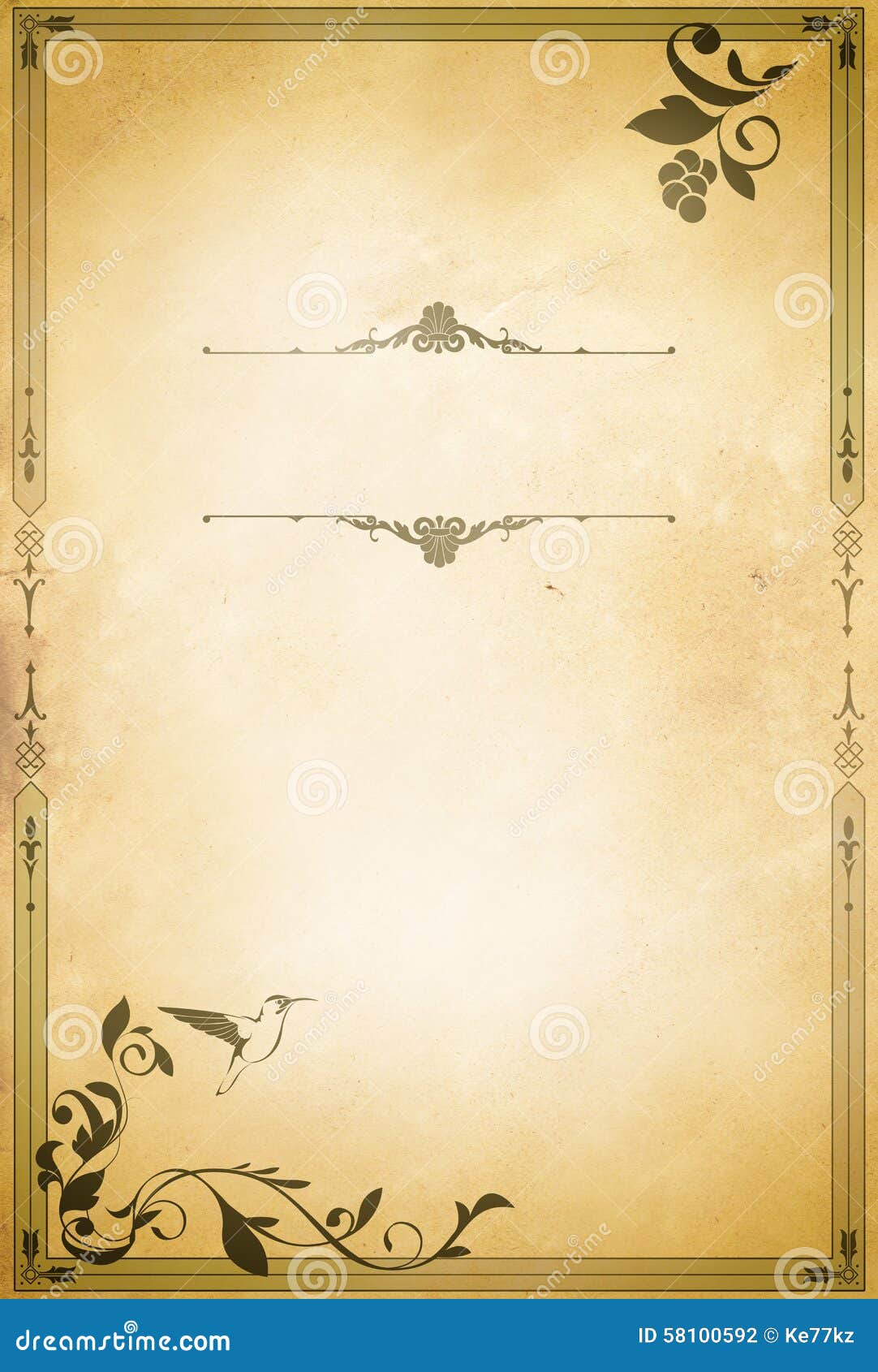 Old Paper Background with Old-fashioned Decorative Border. Stock ...