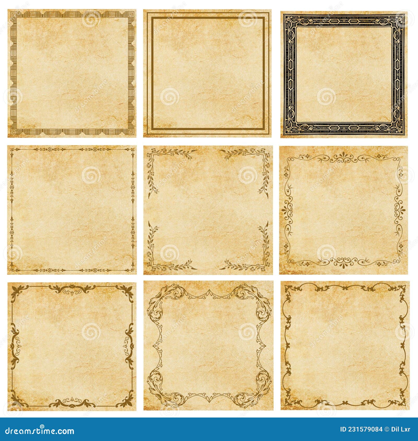 Old Paper Background Texture with Vintage Frame Border Desig Stock ...