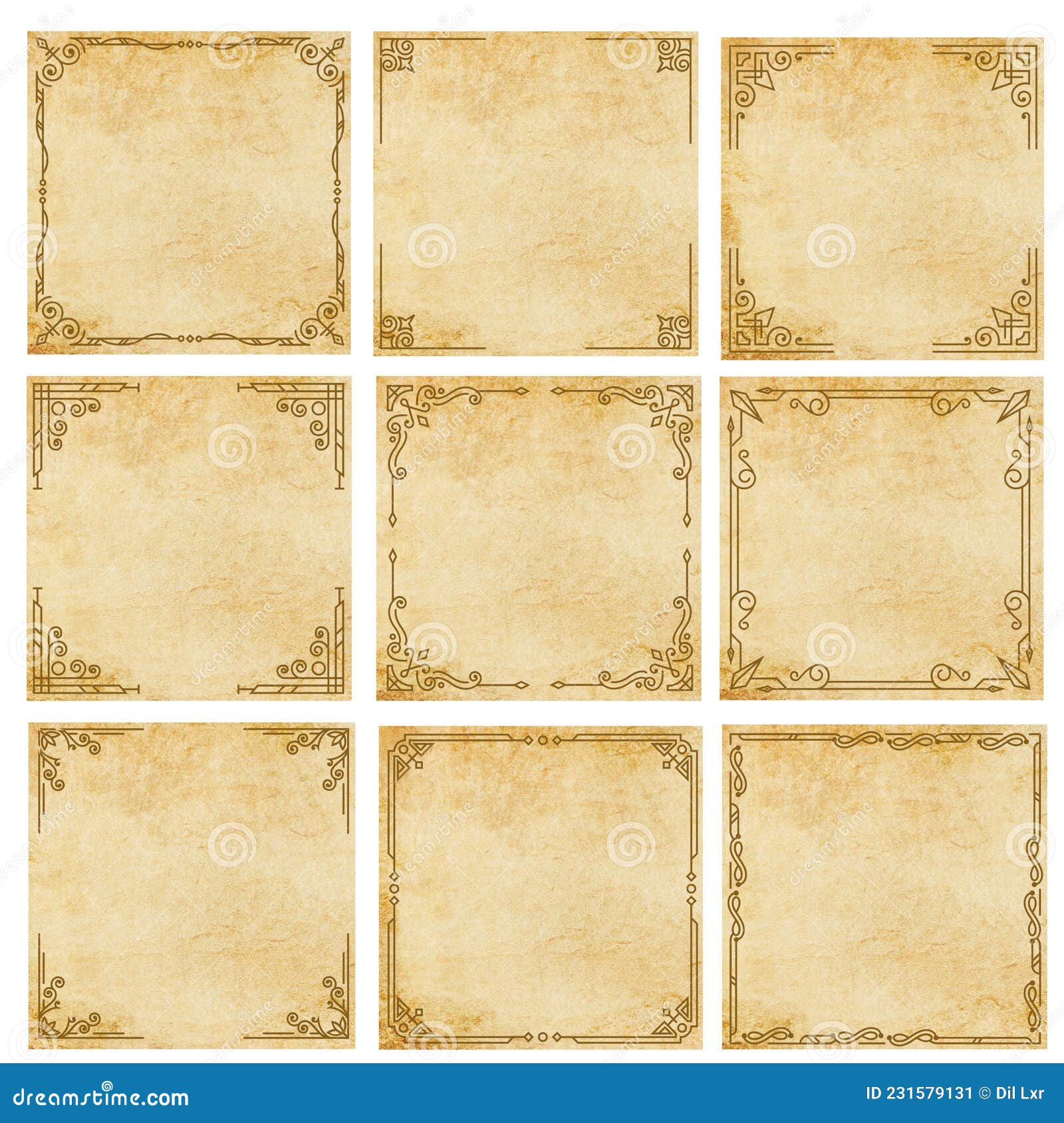 Old Paper Background Texture with Vintage Frame Border Desig Stock ...