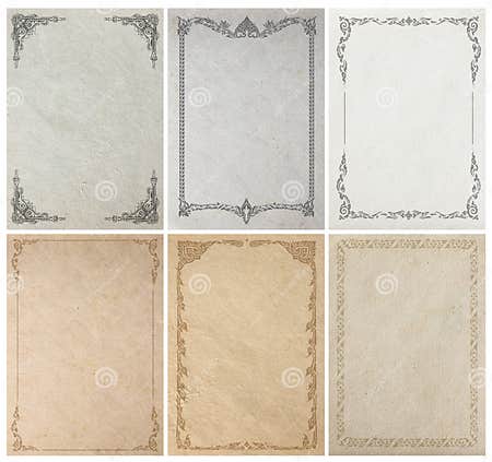 Old Paper Background Texture with Vintage Frame Border Stock Photo ...