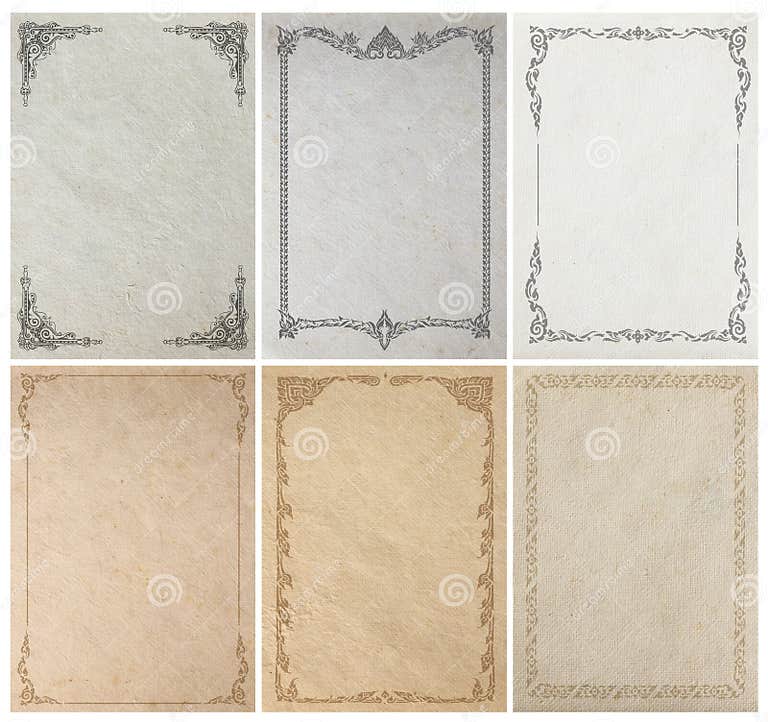 Old Paper Background Texture with Vintage Frame Border Stock Photo ...