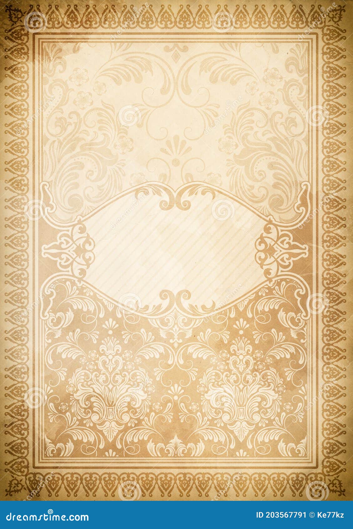 Old Paper Background with Vintage Frame and Patterns Stock Illustration ...