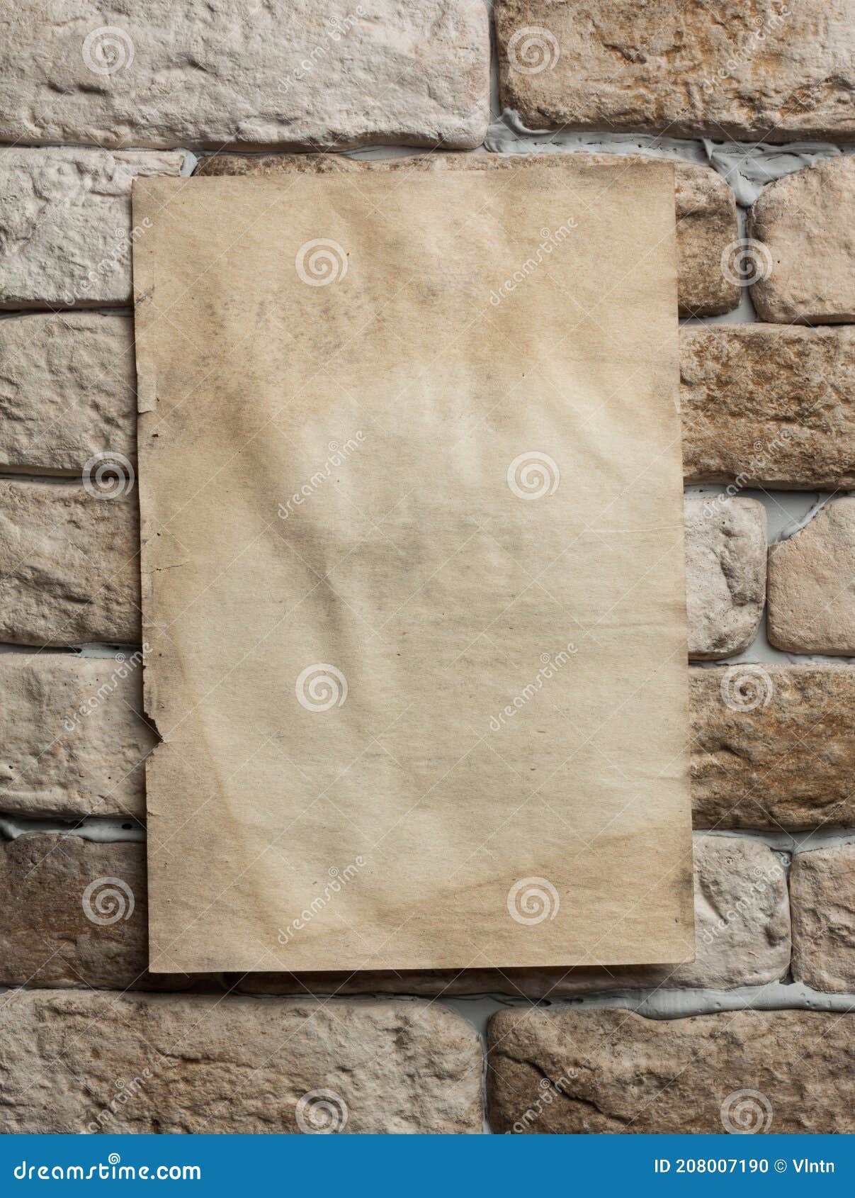 Paper on wall stock photo. Image of parchment, paper - 208007190