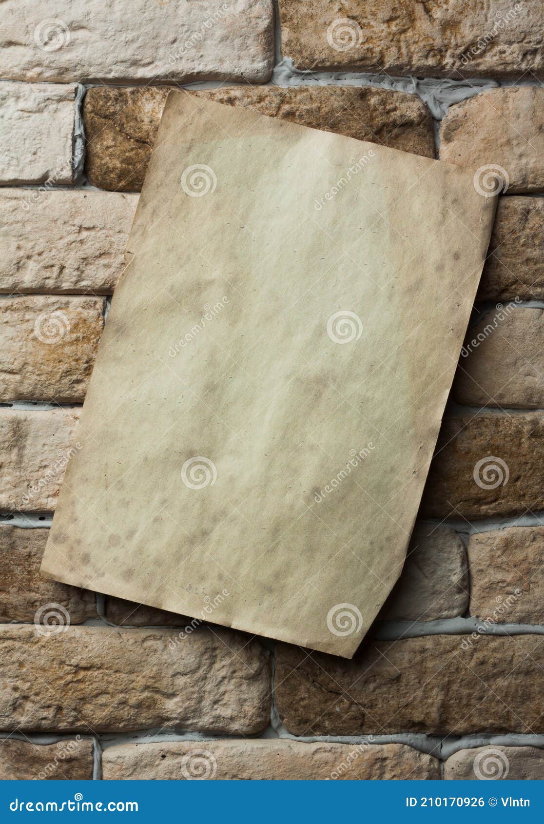 Paper on wall stock photo. Image of manuscript, paperboard - 210170926