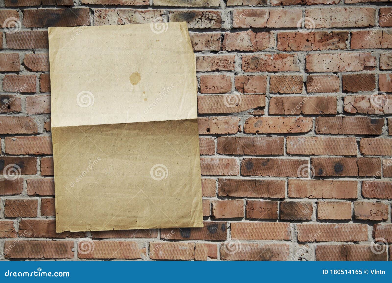 Paper on brickwall stock image. Image of effect, empty - 180514165