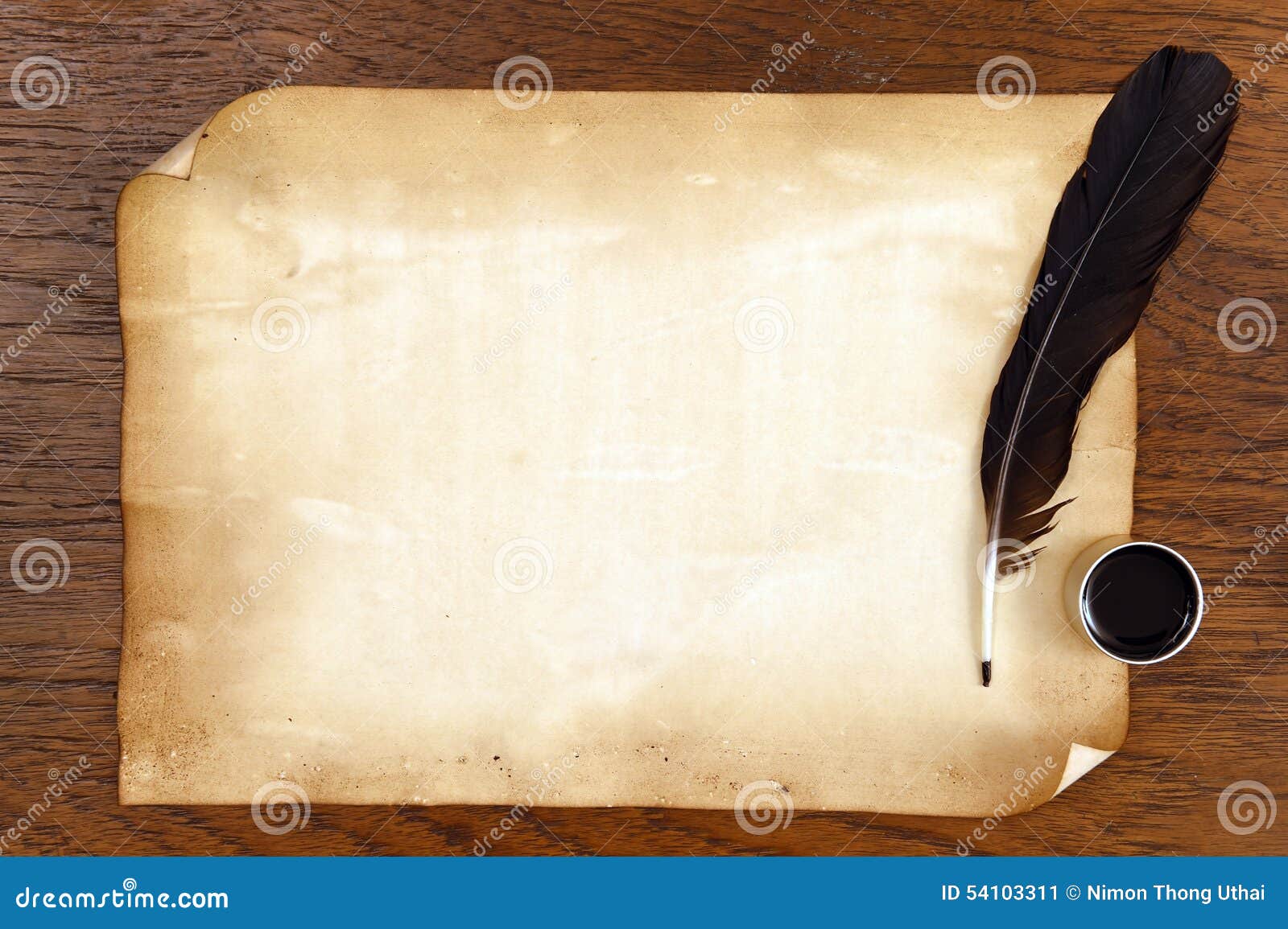 Old Paper With Feather Background