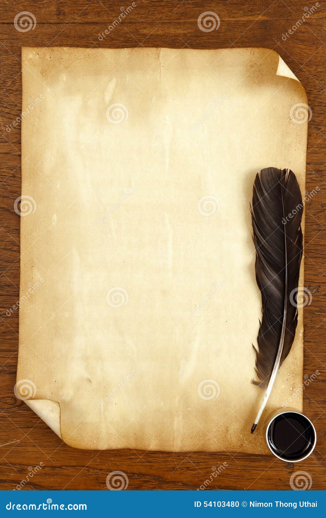 Old Paper With Feather And Ink
