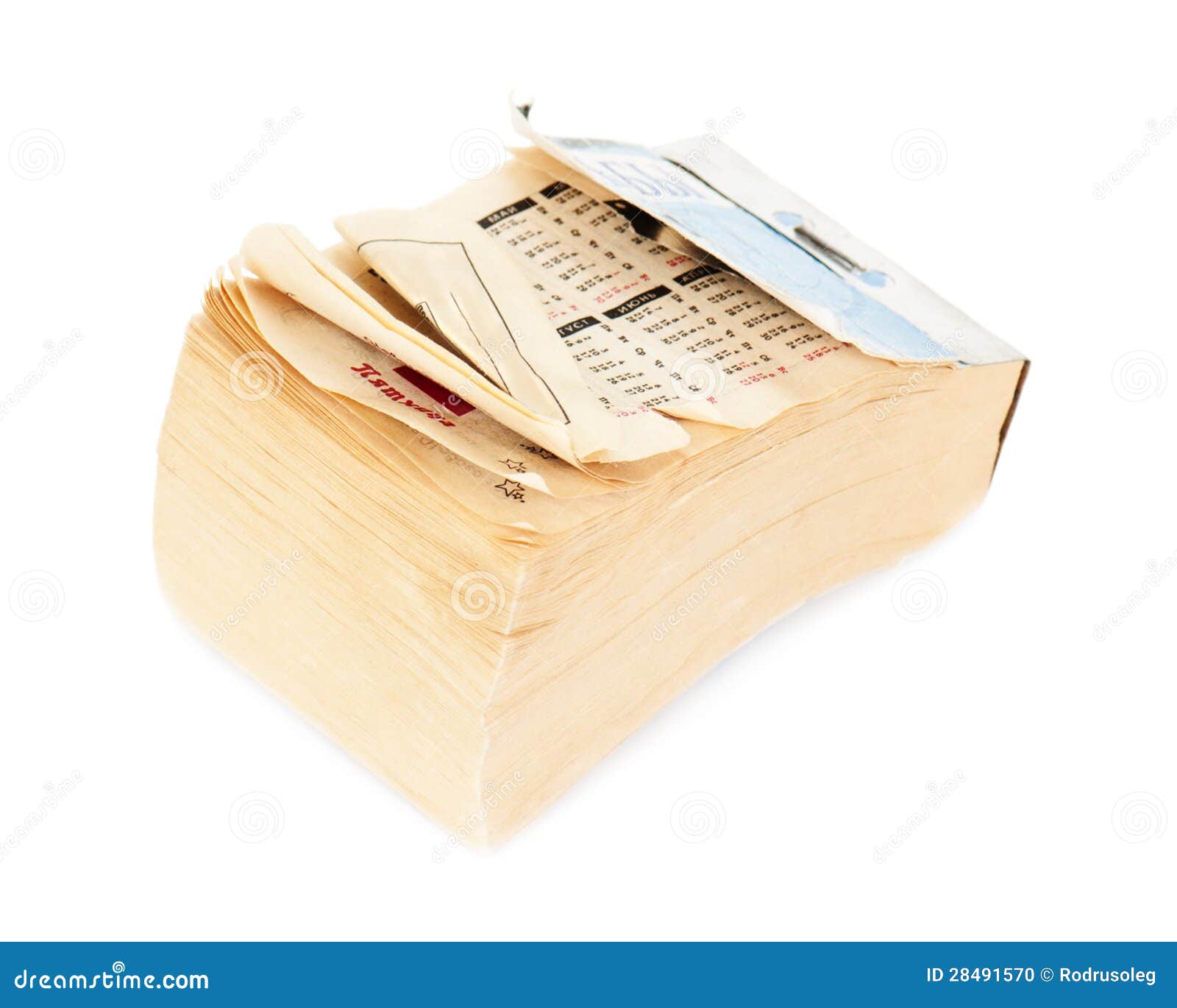 Old Paper Calendar Isolated On White Background Stock Photo - Image of ...