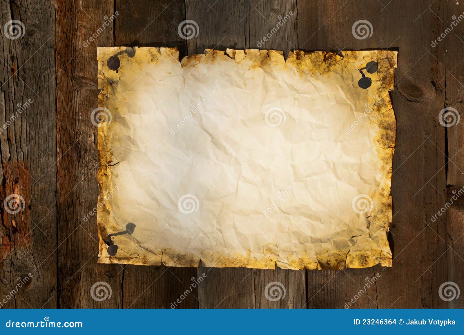 Old Paper Clipped On Boards Background Horizontal Stock Photo ...