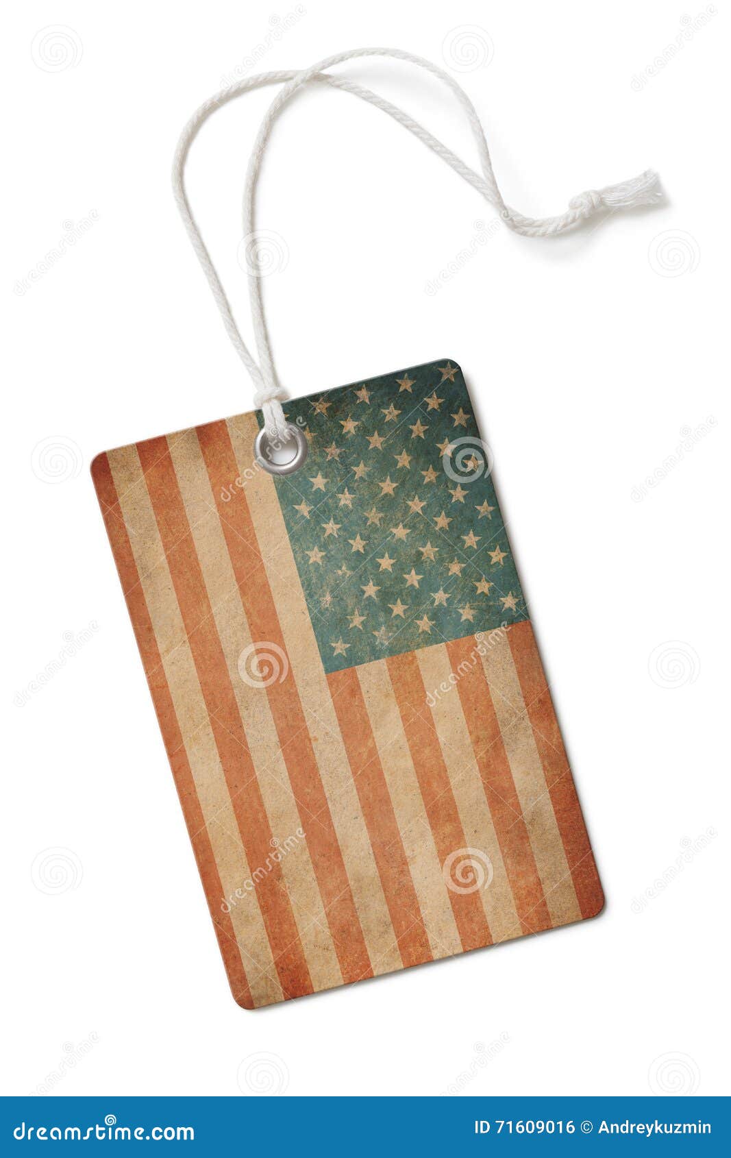 Old Paper Cloth Tag with USA Flag Isolated Stock Photo - Image of cloth ...