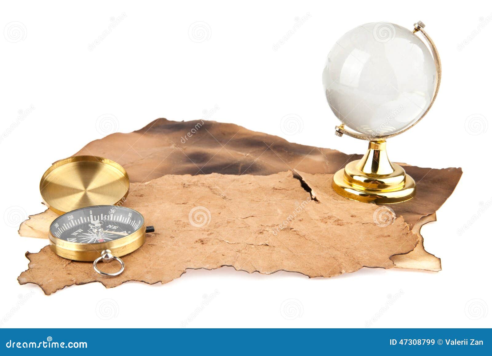 Old Paper, Compass, Rope And Model Classic Boat Royalty-Free Stock ...