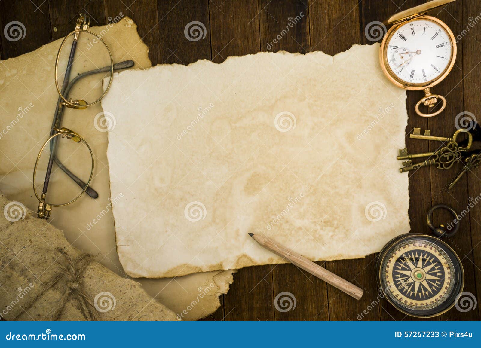 Old Paper, Compass, Rope And Model Classic Boat Royalty-Free Stock ...