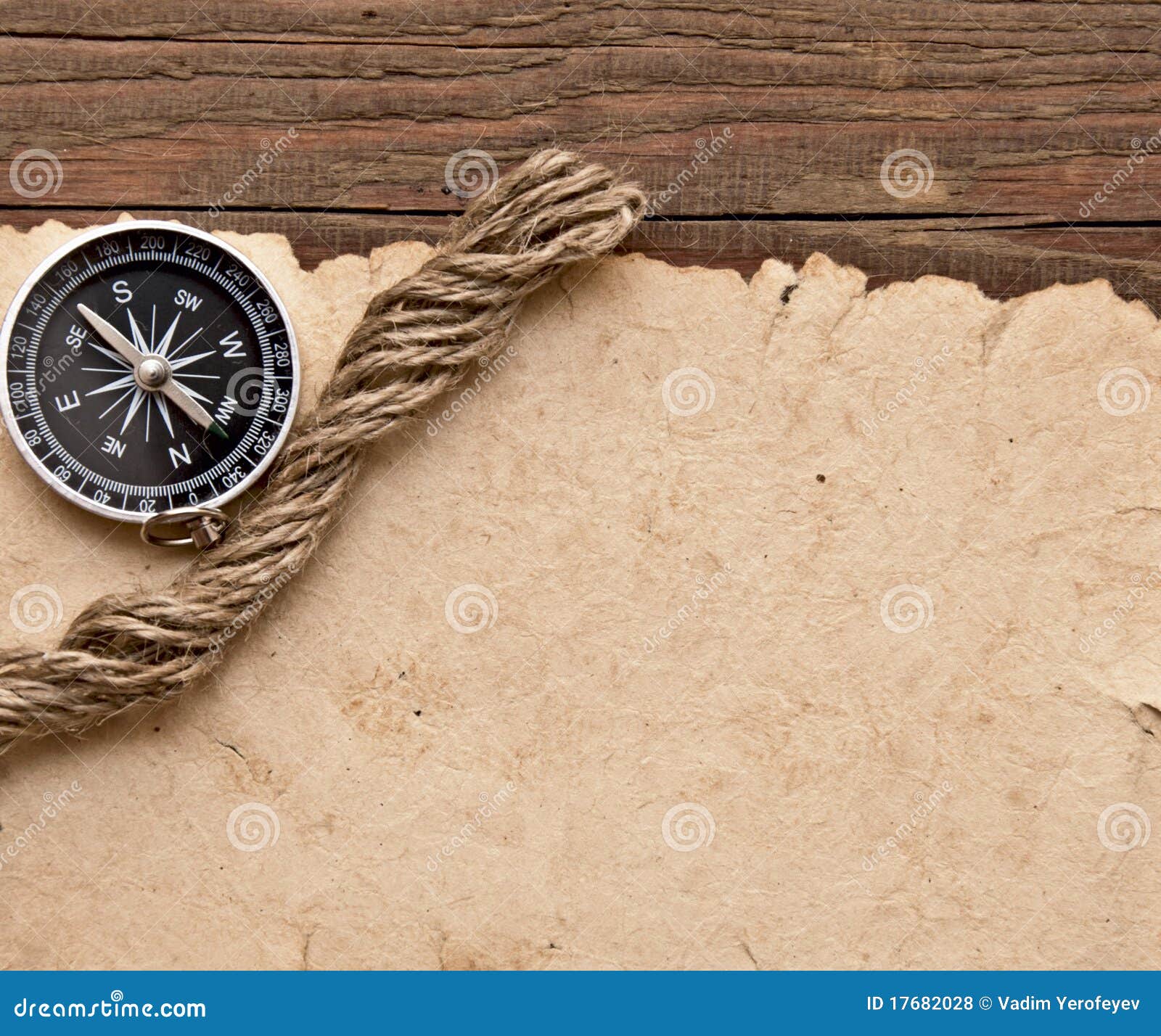 Old Paper, Compass, Rope And Model Classic Boat Royalty-Free Stock ...