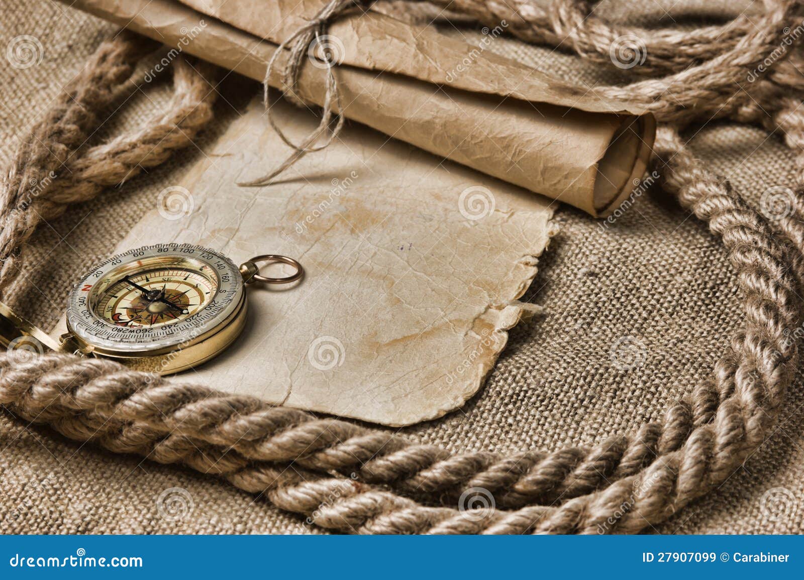 Old Paper with Compass and Rope Stock Image - Image of compass, page ...