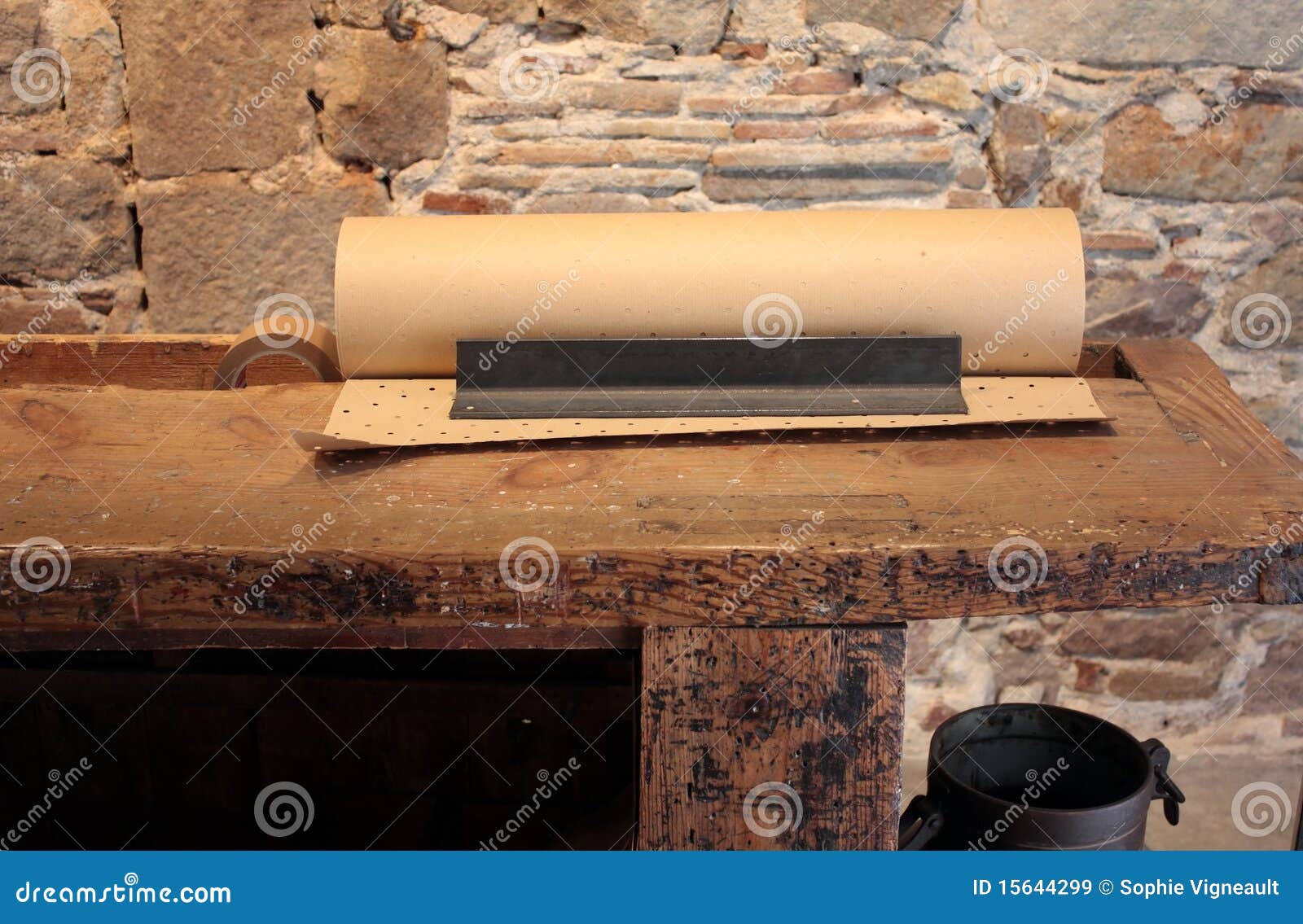 Old Paper Cutter on Wood Table Stock Image - Image of texture, table ...