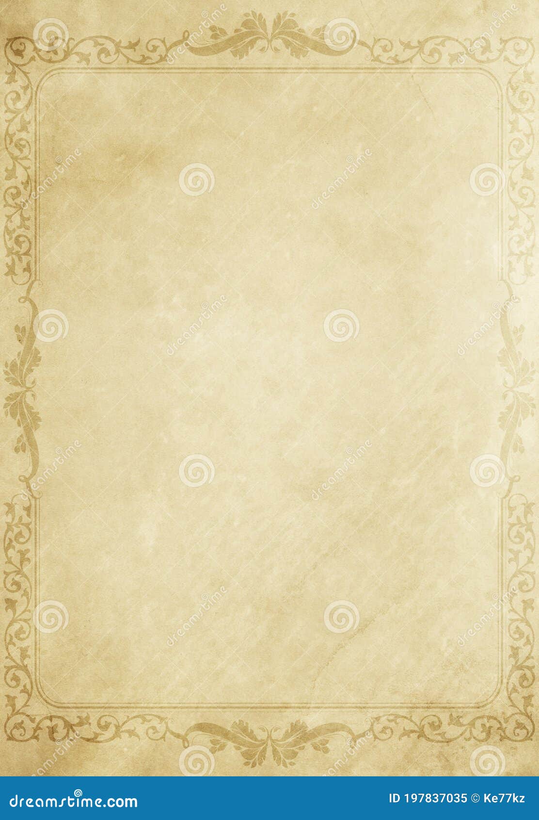 Old Paper with Decorative Vintage Border Stock Image - Image of dirty ...