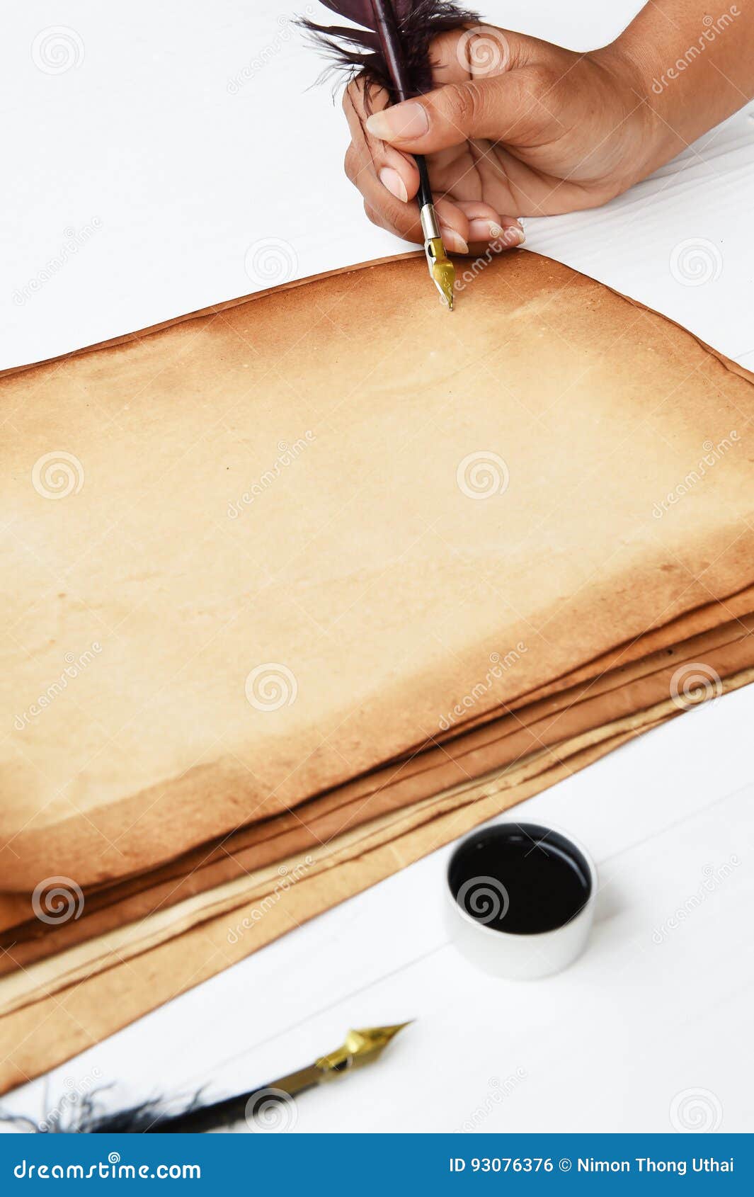 Old Paper with Feather and Ink Stock Photo - Image of feather, texture ...