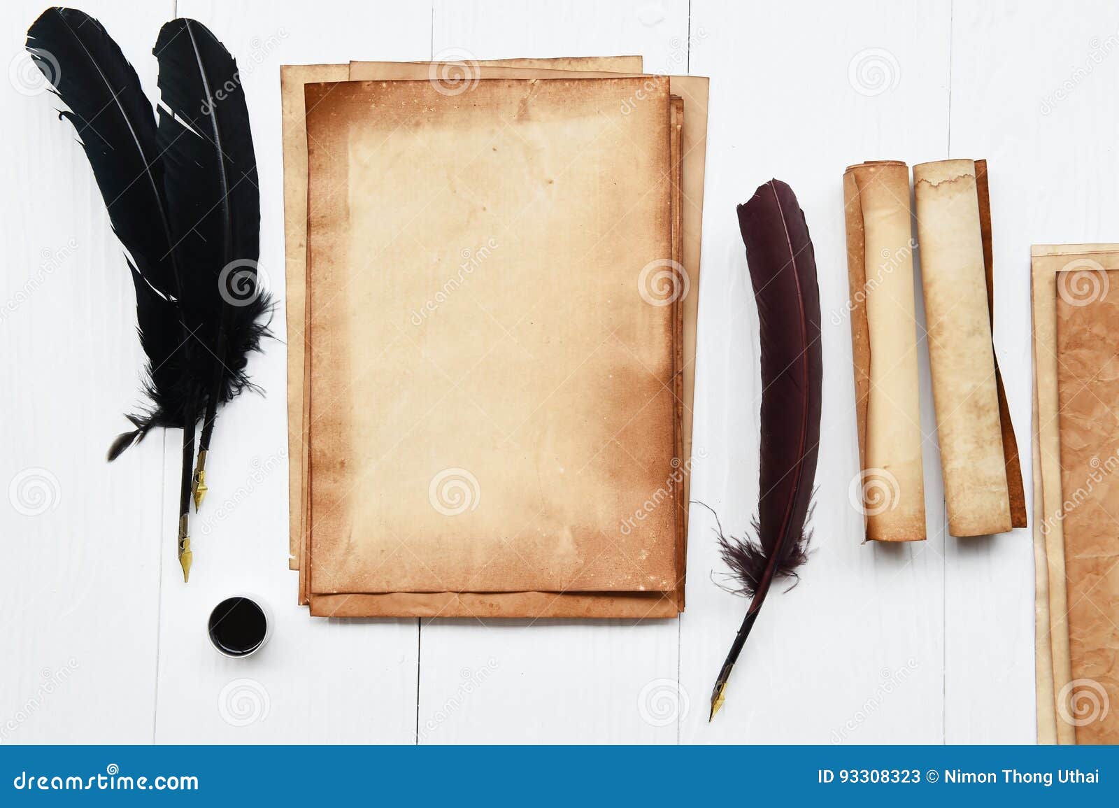 Old Paper with Feather and Ink Stock Image - Image of brown, textured ...