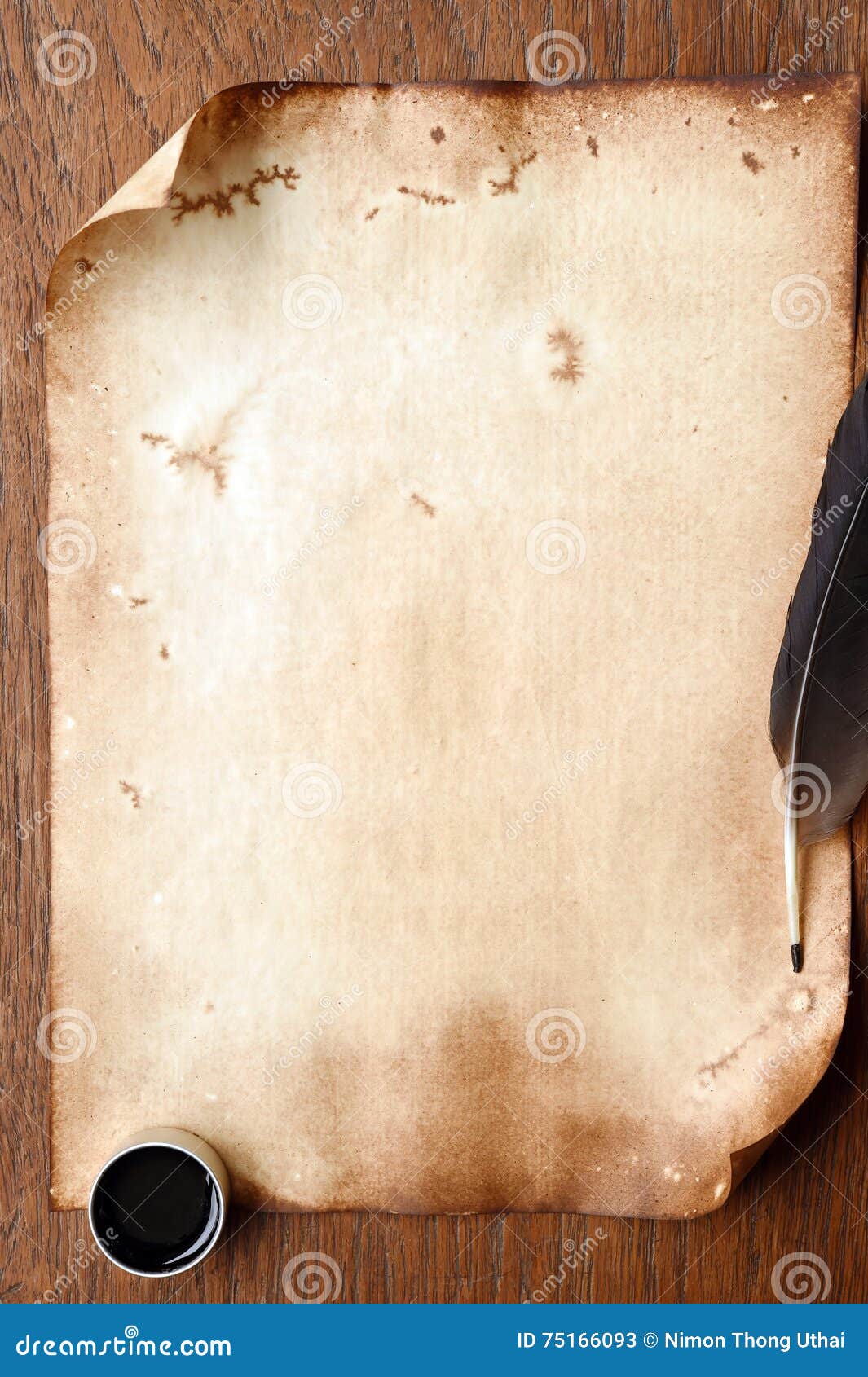 Old Paper with Feather and Ink Stock Image - Image of antique, ancient ...