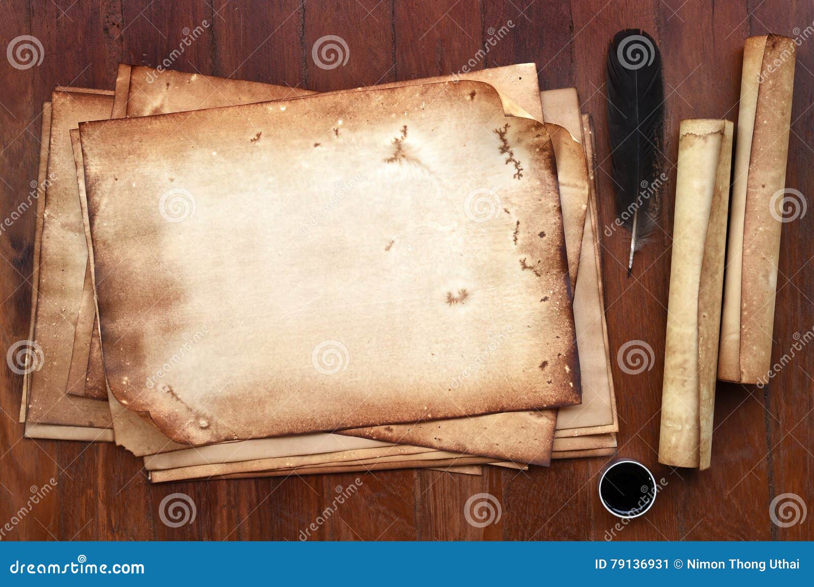 Old Paper with Feather and Ink Stock Image - Image of antique, brown ...
