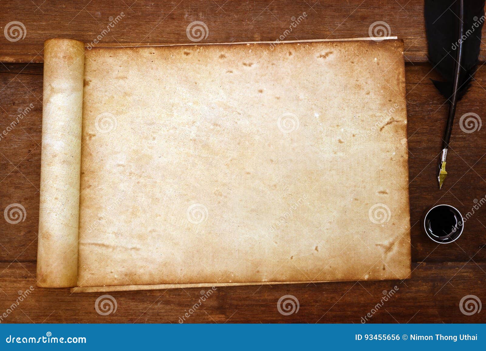 Old Paper with Feather and Ink Stock Photo - Image of write, rough ...