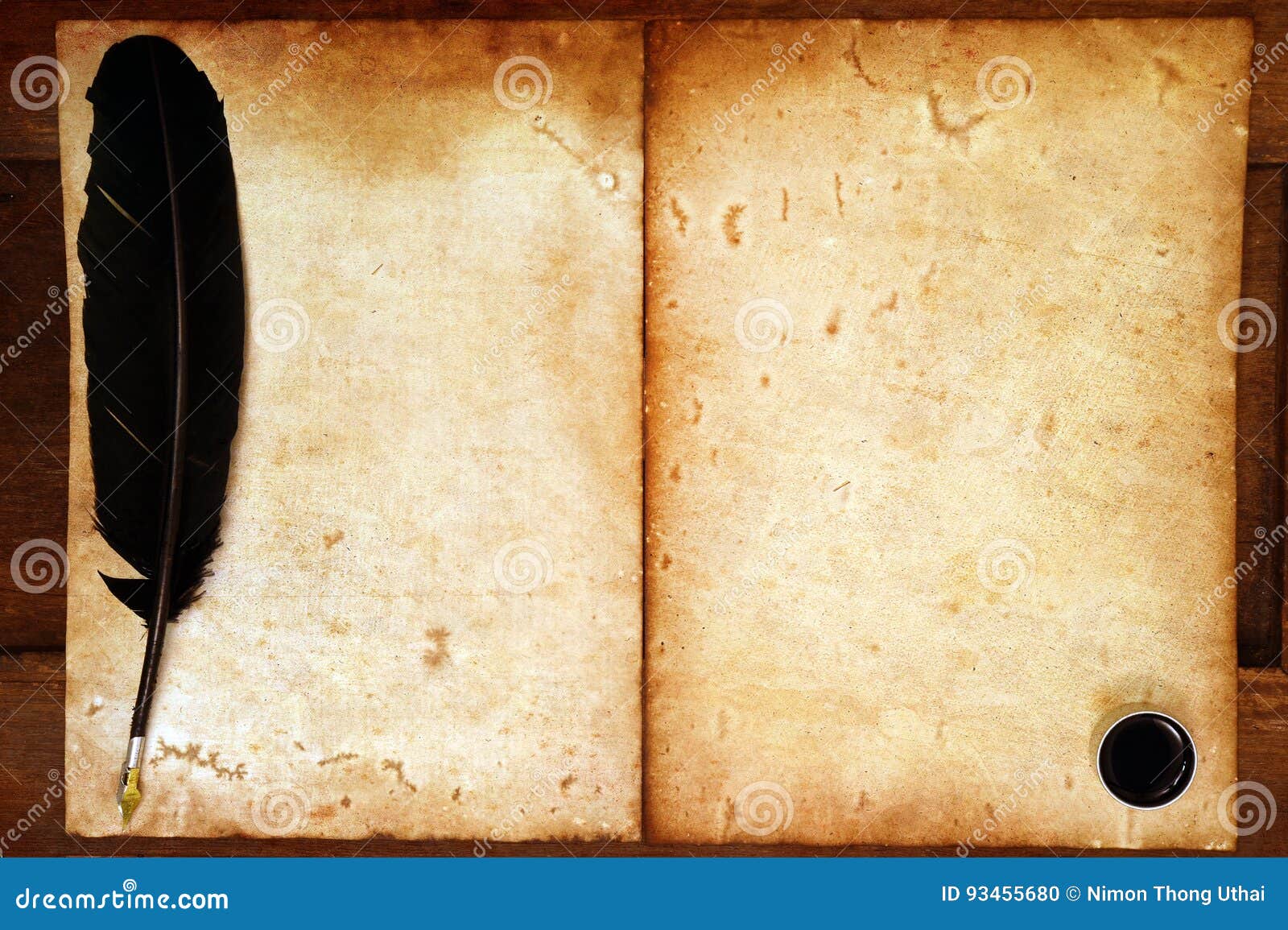 Old Paper with Feather and Ink Stock Photo - Image of blank, note: 93455680