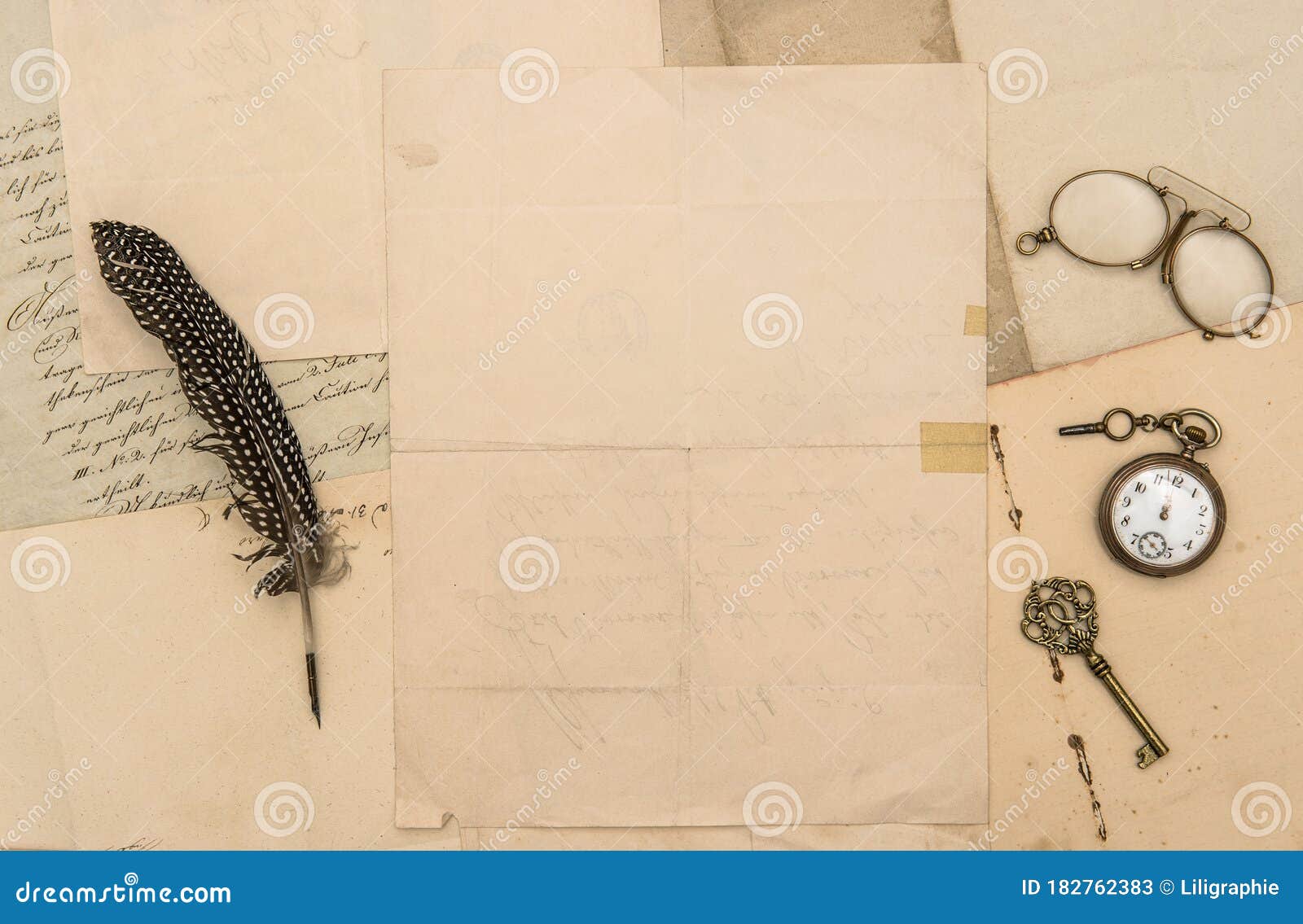 Old Paper With Feather On Brown Wood Texture Stock Image ...